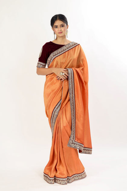 TVISHA - Tissue Silk Saree with border – Saangi